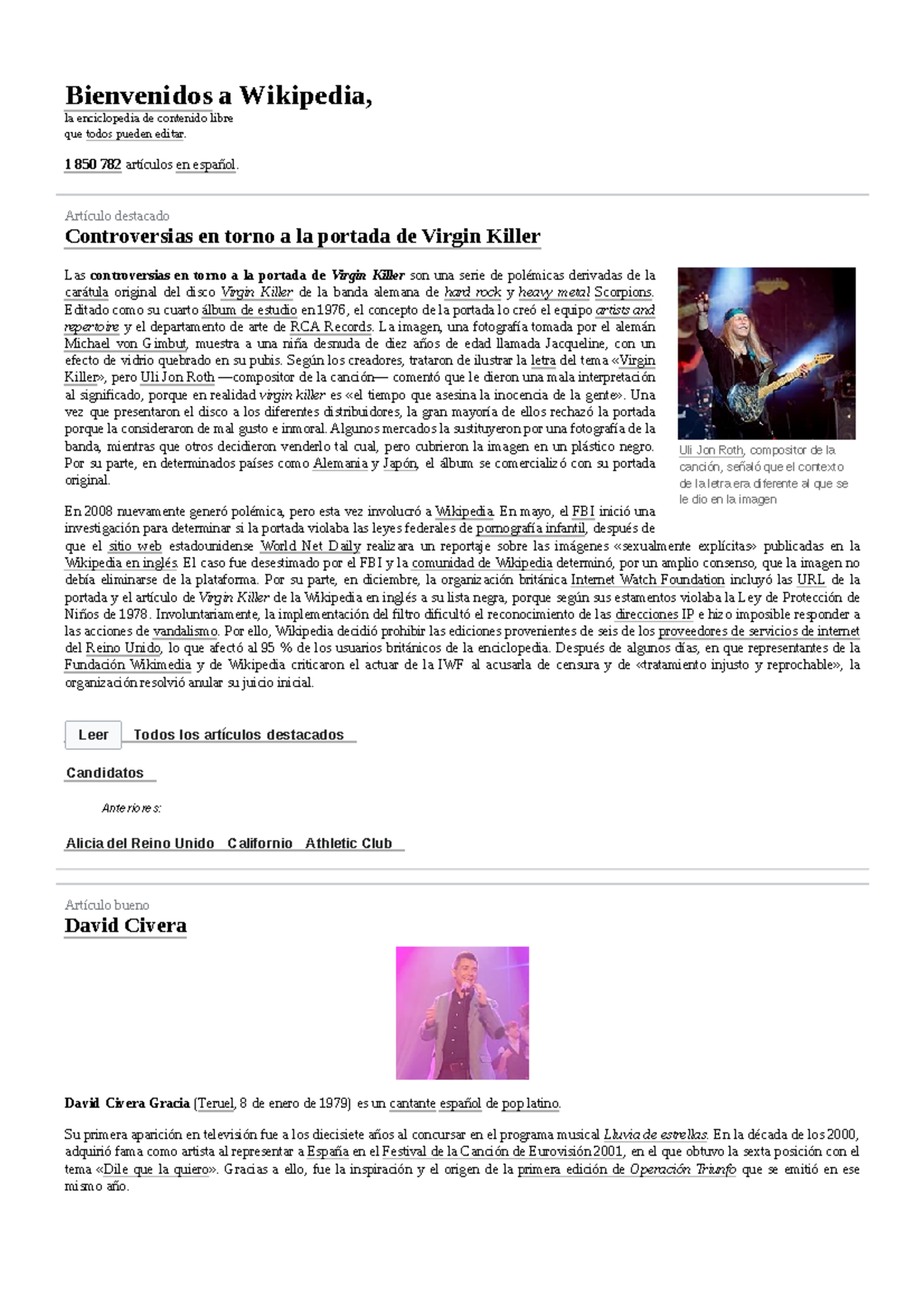 Wikipedia Portada - Uli Jon Roth, compositor de la canción, señaló que ...