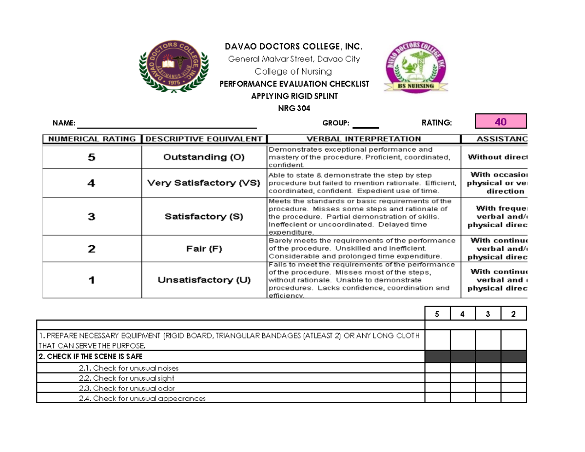 Applying- Rigid- Splint - DAVAO DOCTORS COLLEGE, INC. General Malvar ...