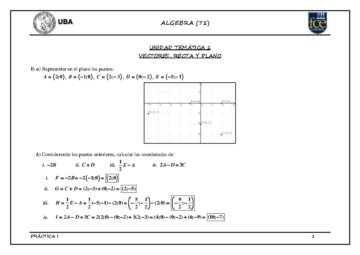 Practica 1 resuelta - Warning: TT: undefined function: 22 UNIDAD TEMÁTICA 1 VECTORES, RECTA Y ...