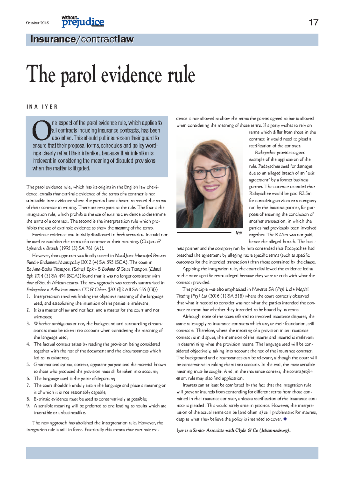 The Parol Evidence Rule - October 2016 17 The parol evidence rule ...