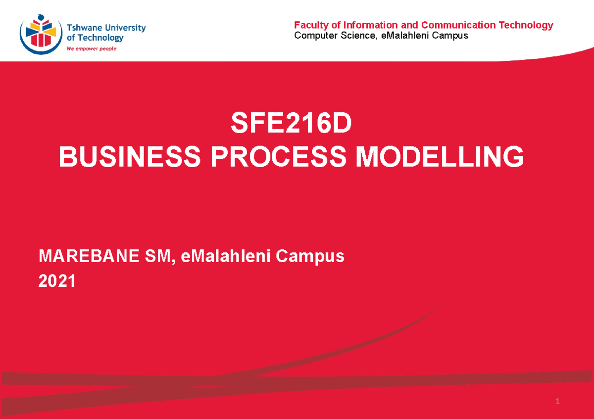 Business Process Modelling LU111 - Faculty of Information and ...