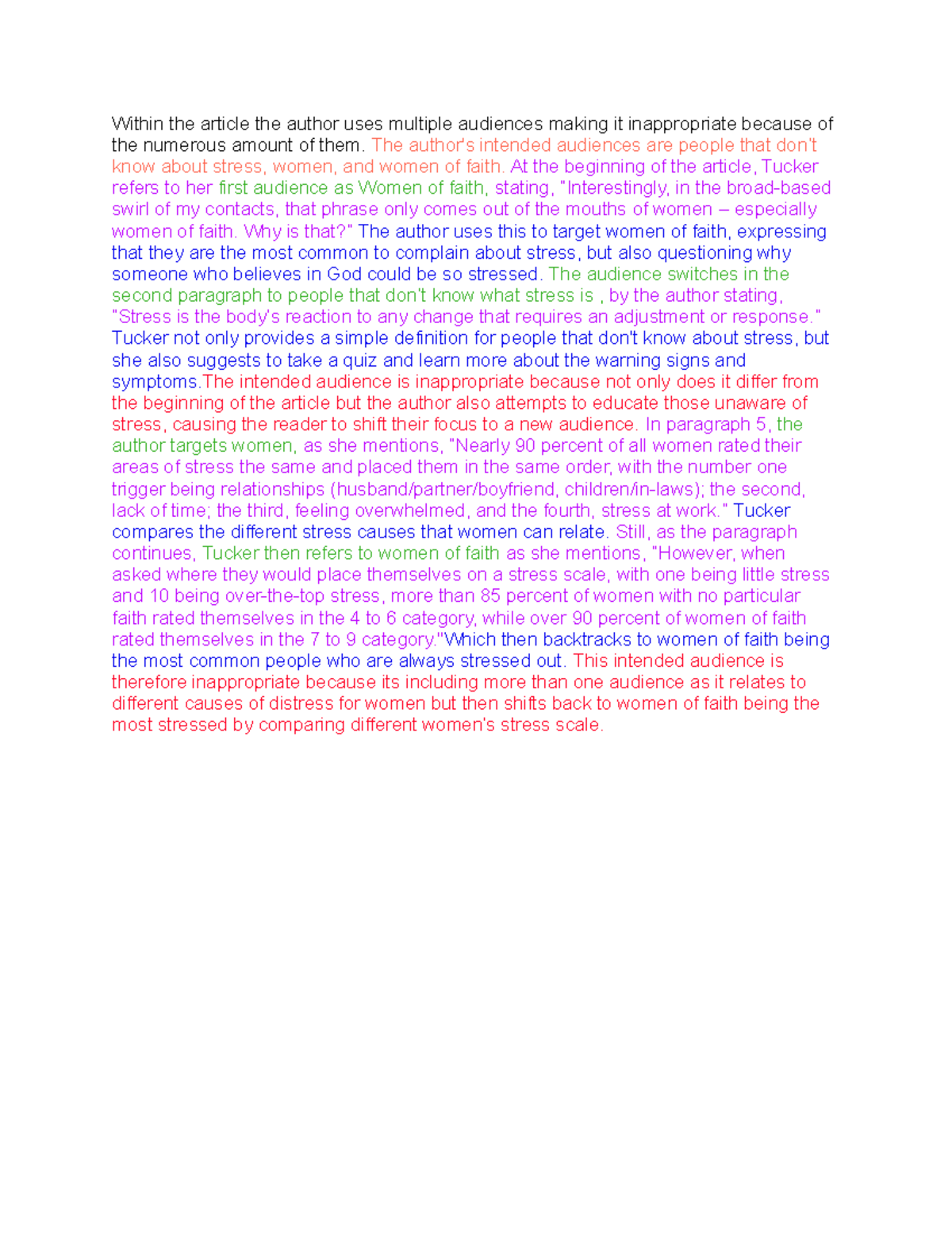 Audience paragraph - Within the article the author uses multiple ...