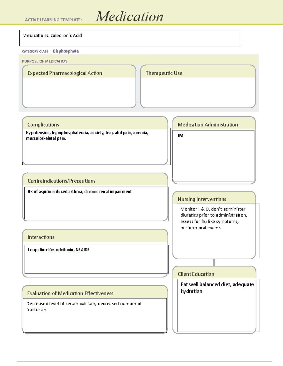 Zoledronic acid - STUDENT NAME ...