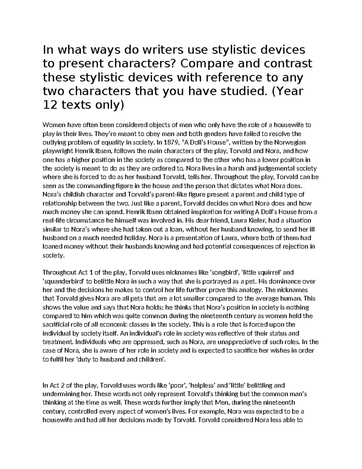 In what ways do writers use stylistic devices to present characters ...