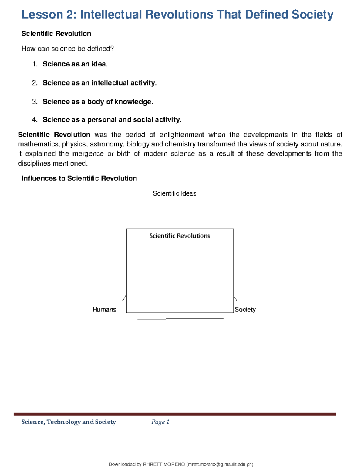 Lesson 2 student copy - sad - Lesson 2: Intellectual Revolutions That ...