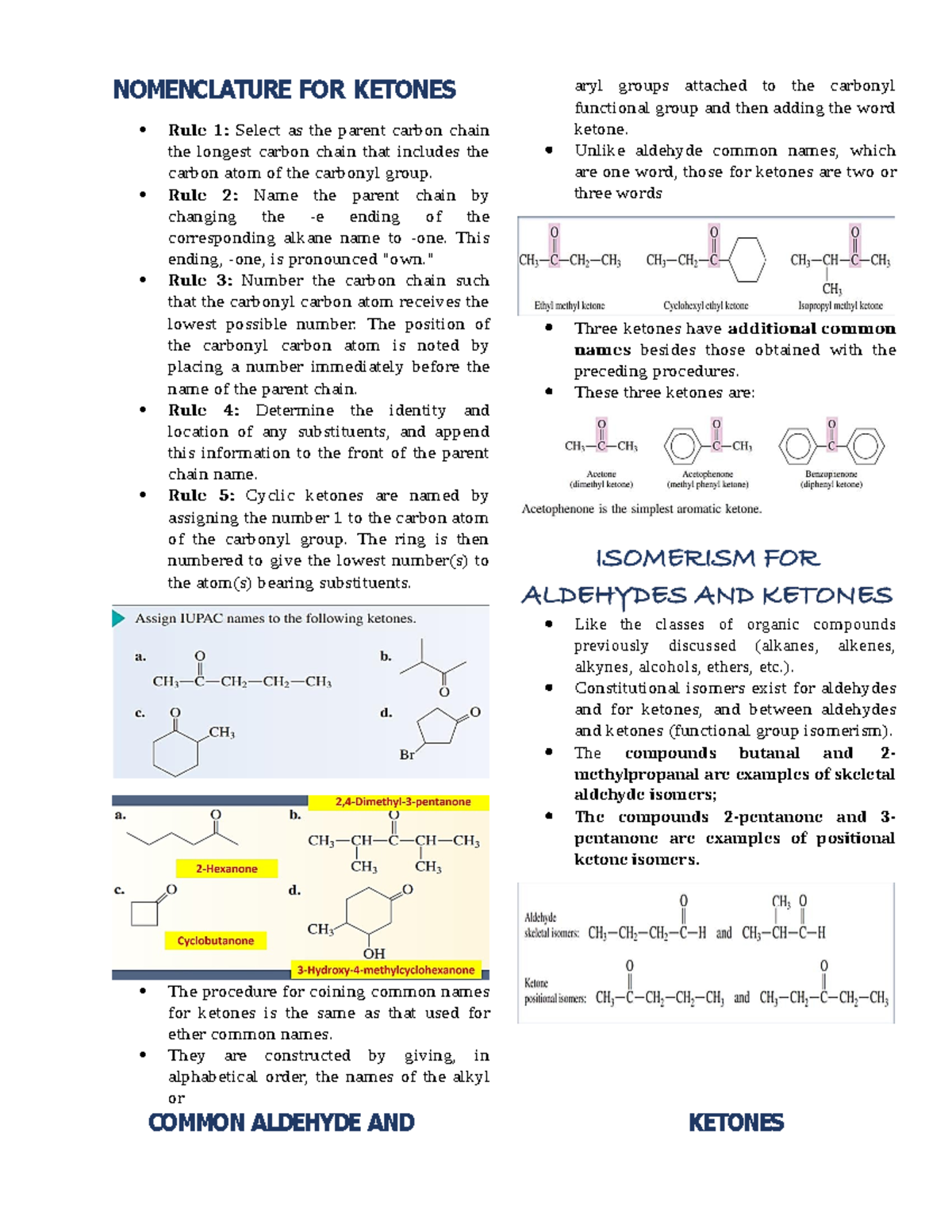 Nomenclature FOR Ketones Inorganic Chemistry Part 22 Summary ...