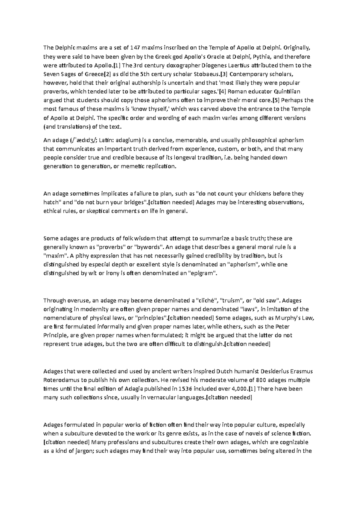 The Delphic Maxims - By Aeschylus - The Delphic maxims are a set of 147 maxims inscribed on the ...