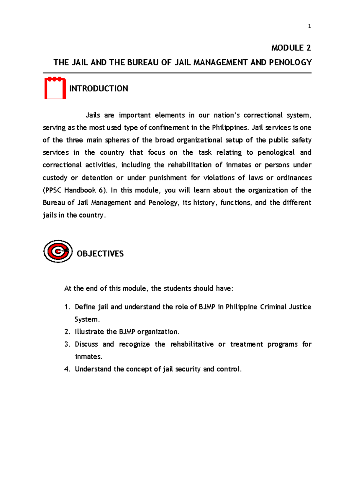 Module 2 - The Jail and bureau of jail management and penology - MODULE ...