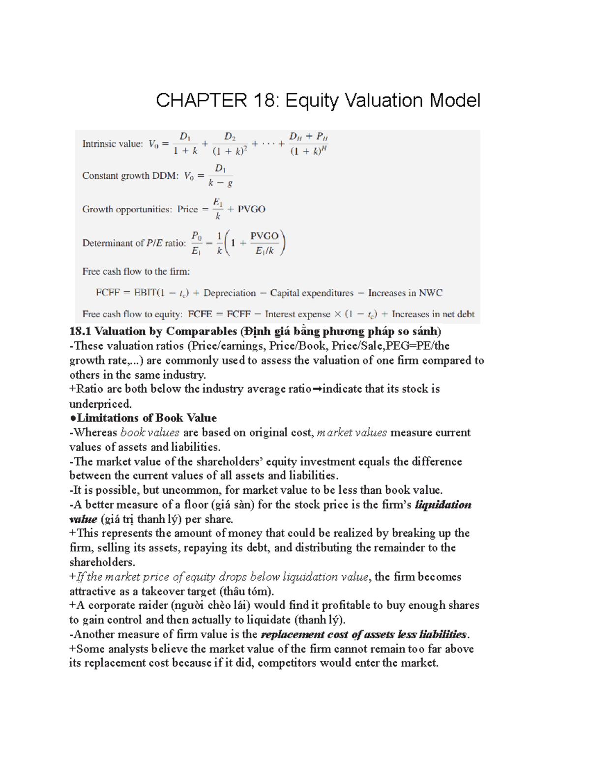 Chapter 18 Equity Valuation Model - CHAPTER 18: Equity Valuation Model ...