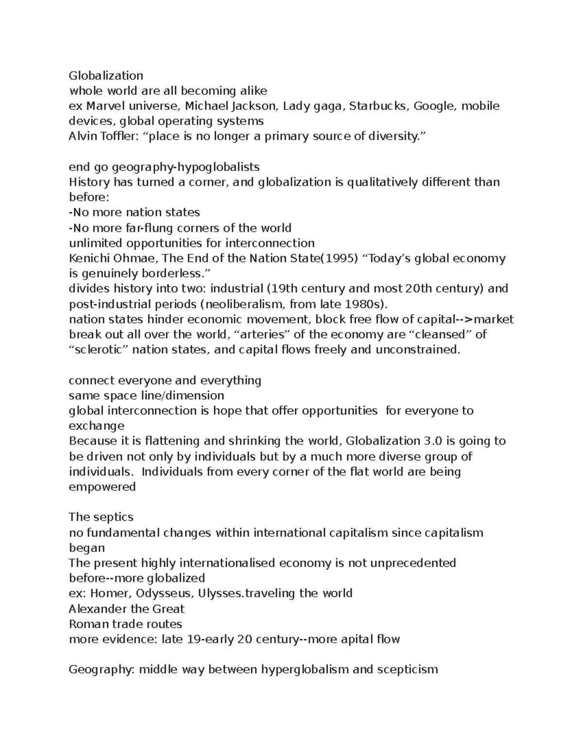 GEOG 122 Lecture 1. docx - Globalization whole world are all becoming ...