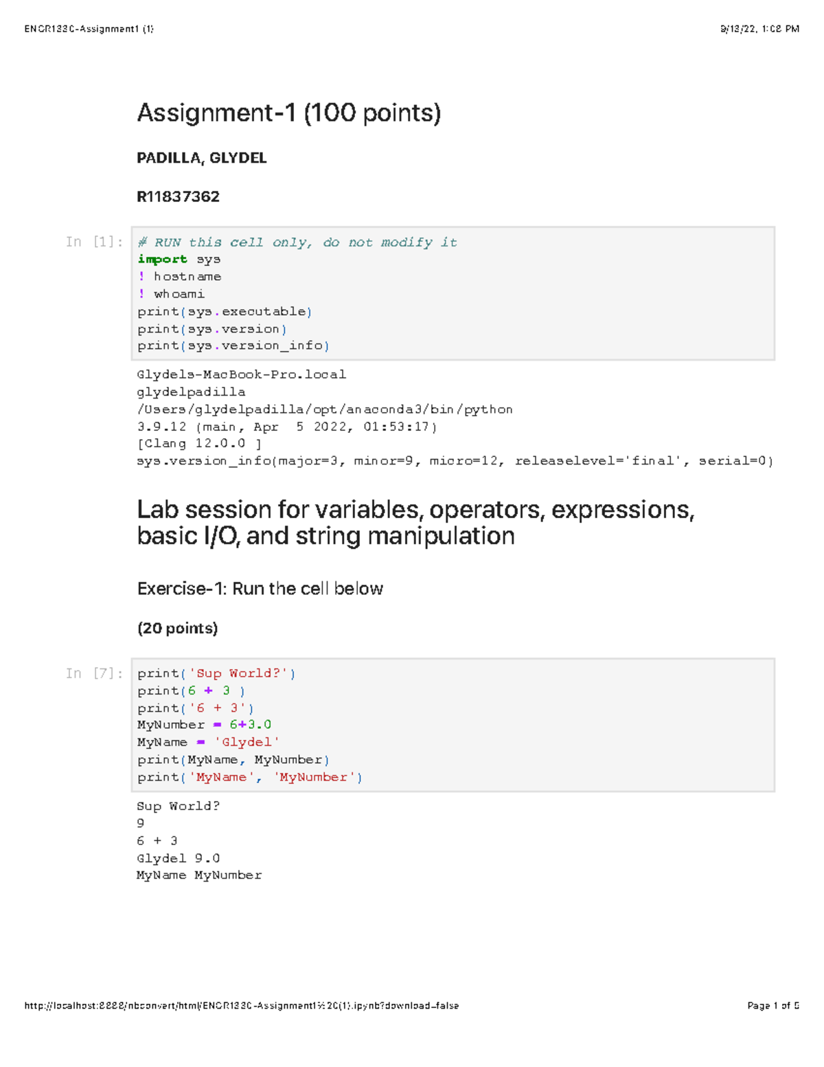 ENGR1330-Assignment 1 Week 1 - Assignment-1 (100 points) PADILLA, GLYDEL R Glydels-MacBook-Pro ...