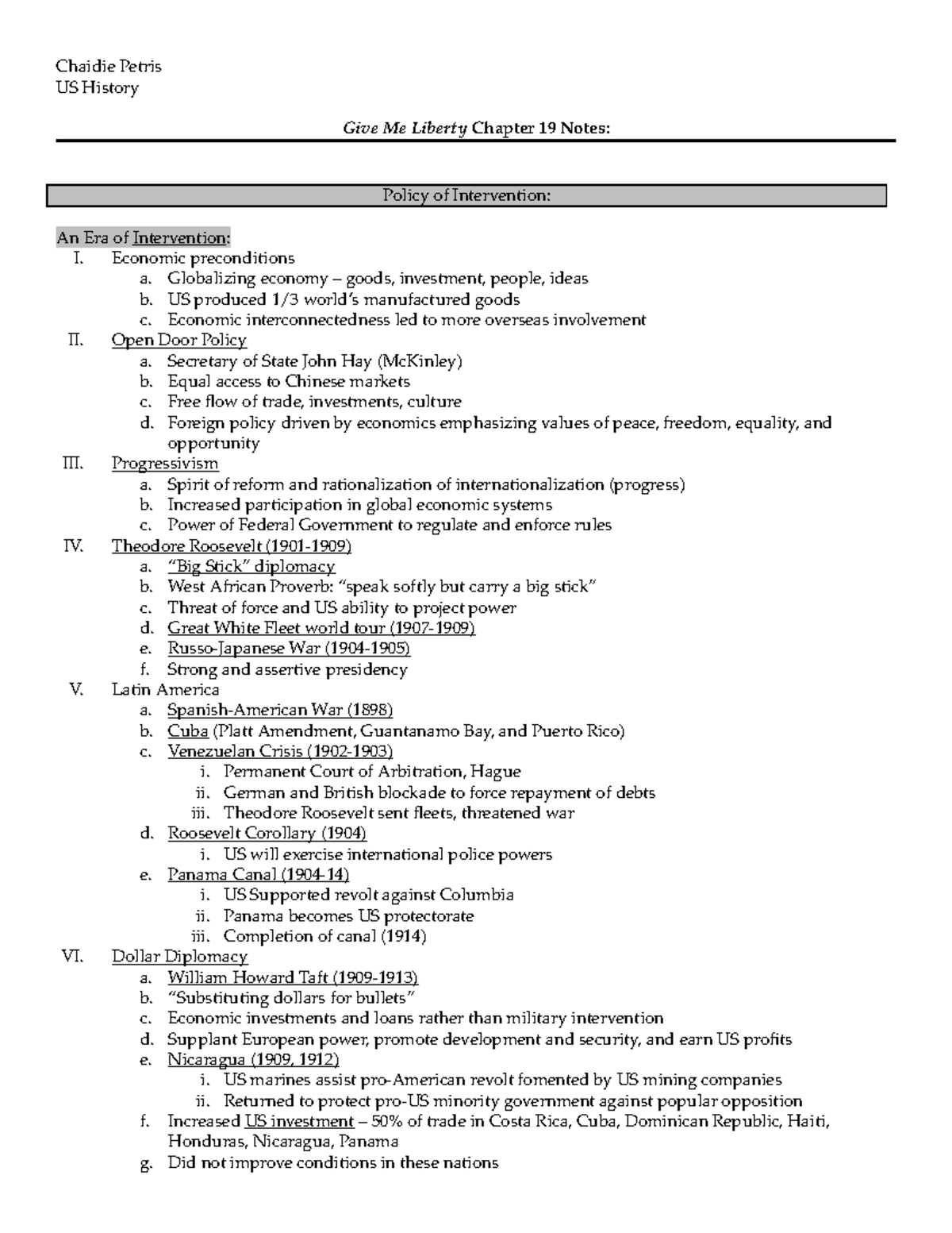 WSA SP 2018 His10 19 notes - Chaidie Petris US History Give Me Liberty ...