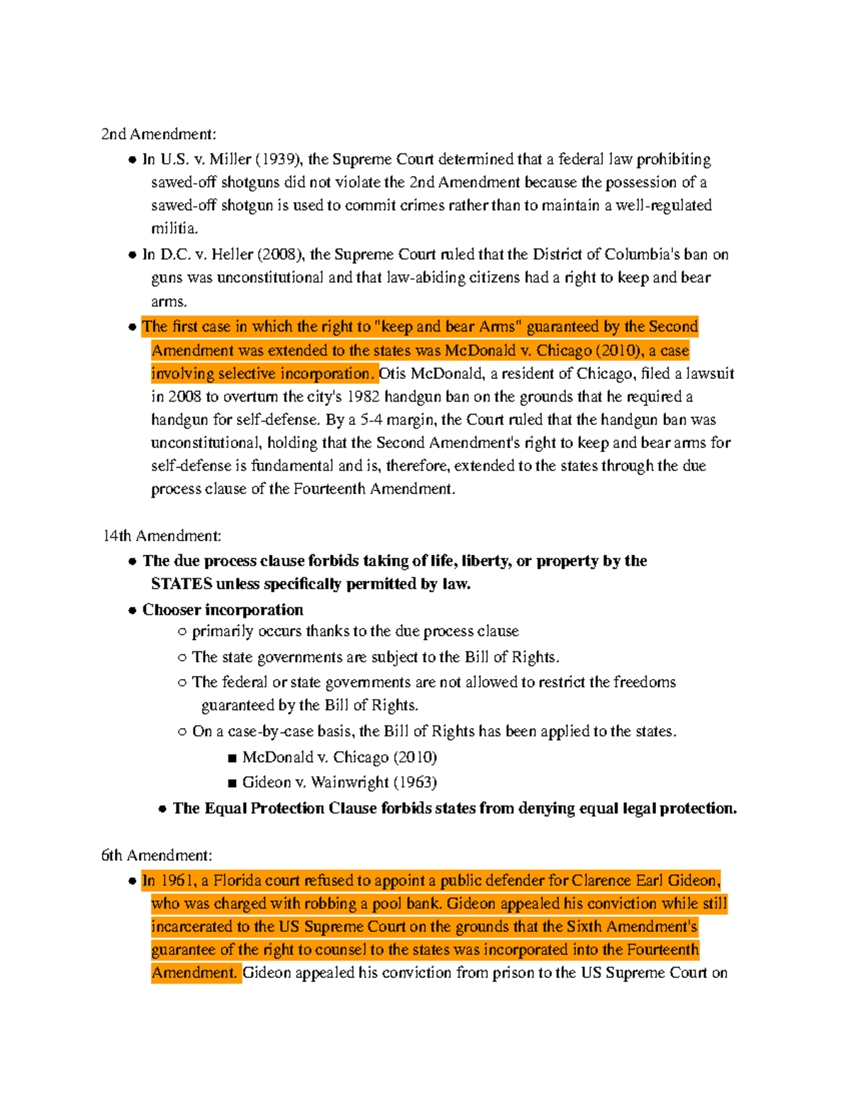 Unit 3 2nd Amendment - 2nd Amendment: In U. v. Miller (1939), the ...