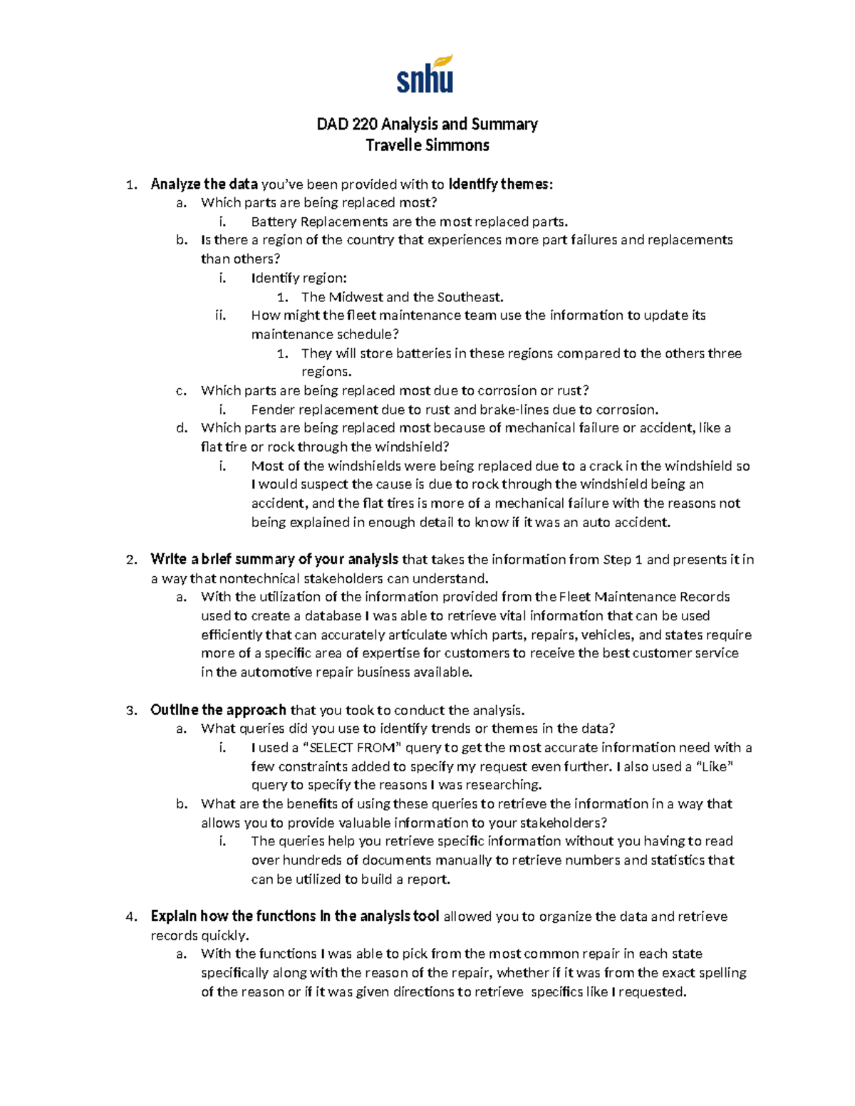 Dad 220 Analysis And Summary Travelle Simmons Dad 220 Analysis And