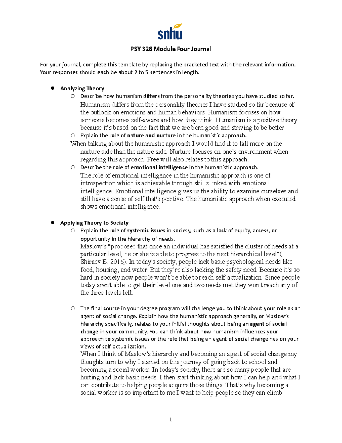 PSY 328 Module Four Journal - PSY 328 Module Four Journal For your ...