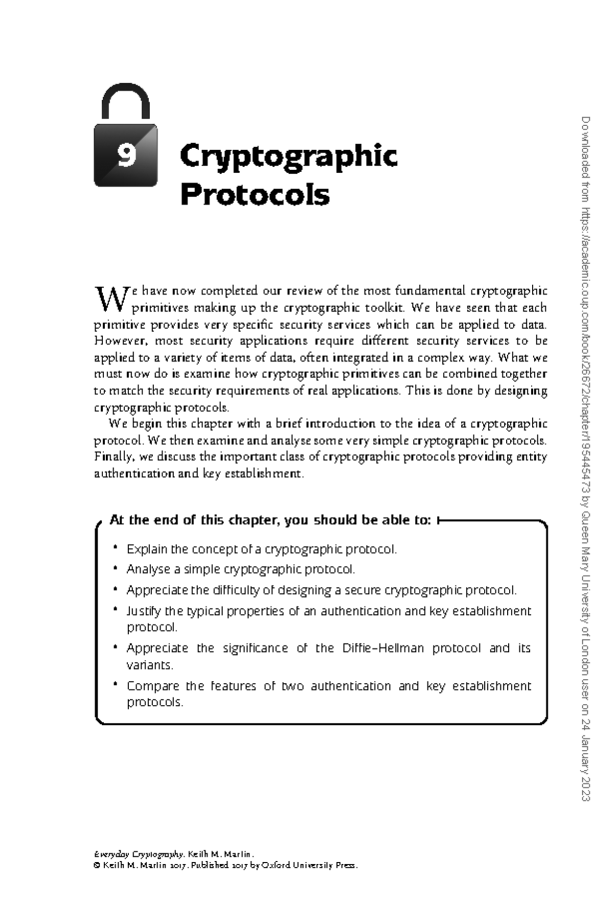 Chapter-9 - Chapter of book - 9 Cryptographic Protocols W e have now ...