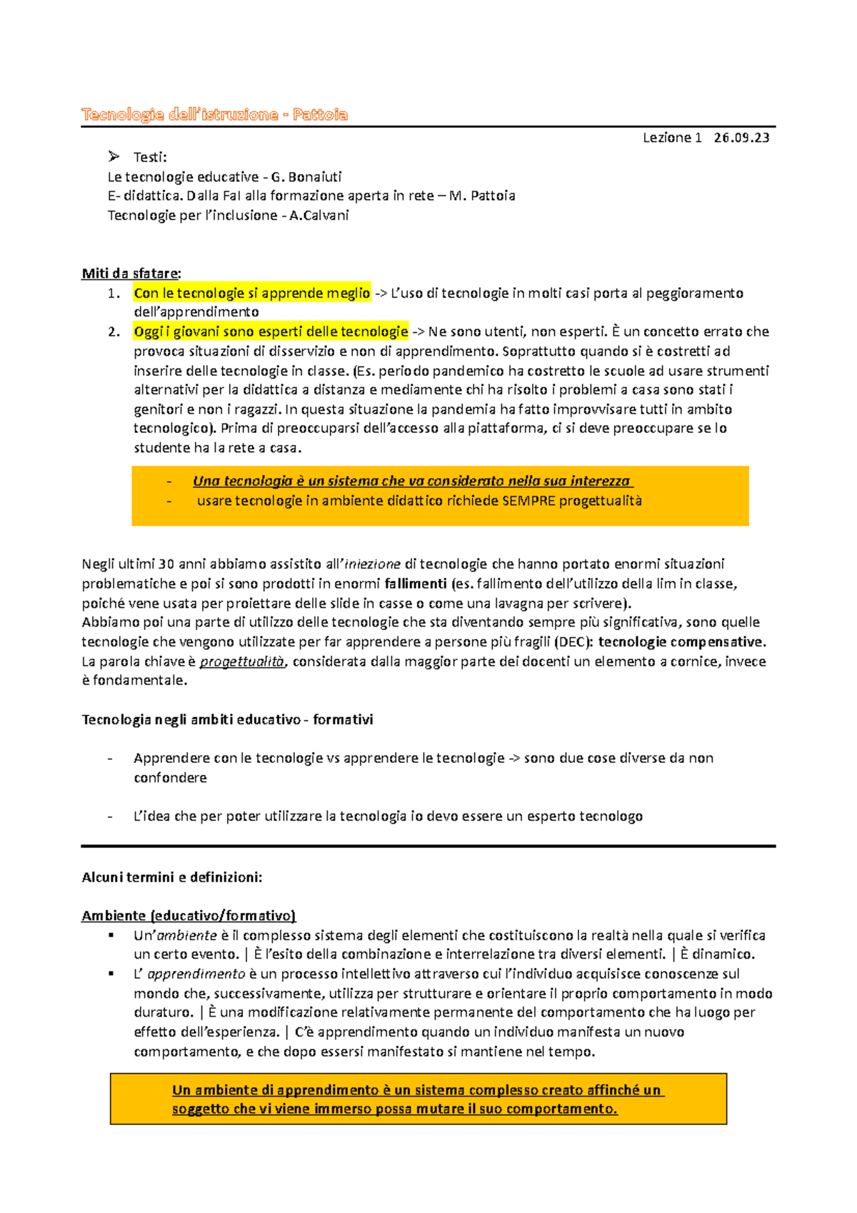 Lezioni tecnologie - Appunti di lezione - Tecnologie dell’istruzione ...