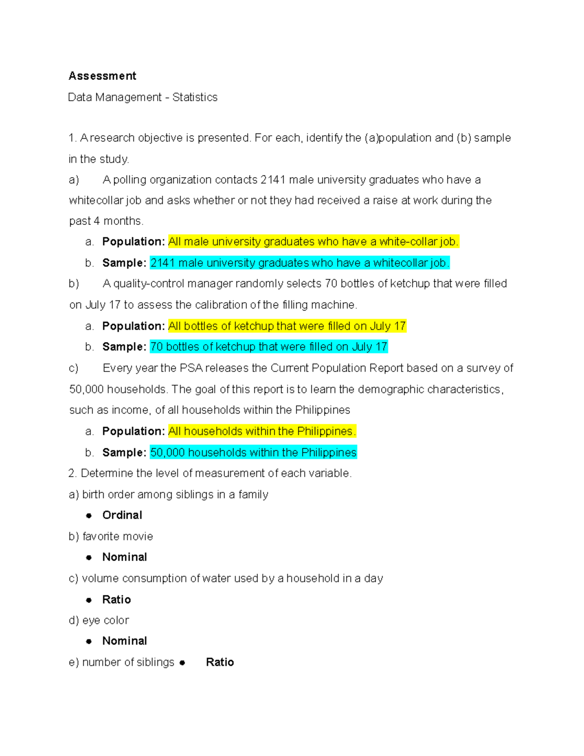 DATA MANAGEMENT STATISTICS - Assessment Data Management - Statistics A ...
