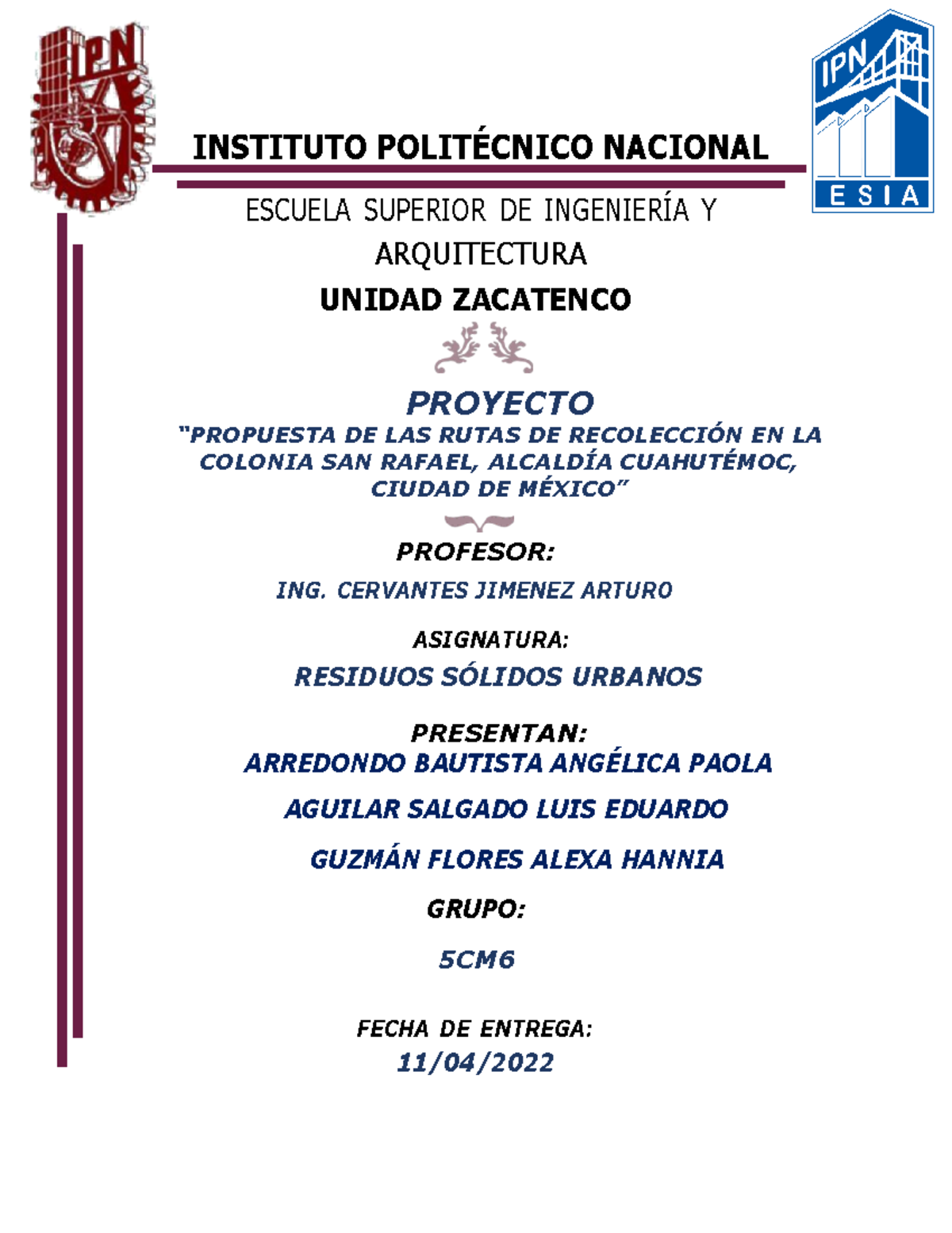 T6 Proyecto- rutas de recolección - PROYECTO