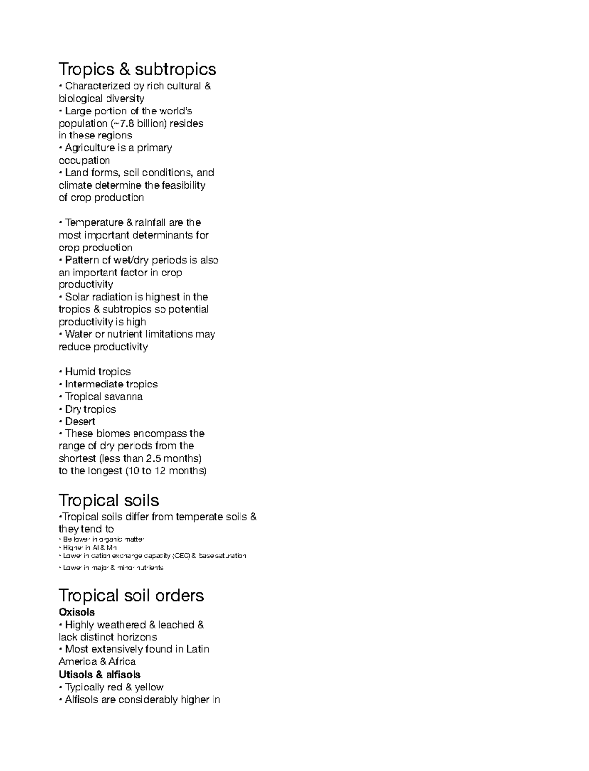 Plant Science Tropical and subtropical crops - Tropics & subtropics Characterized by rich - Studocu