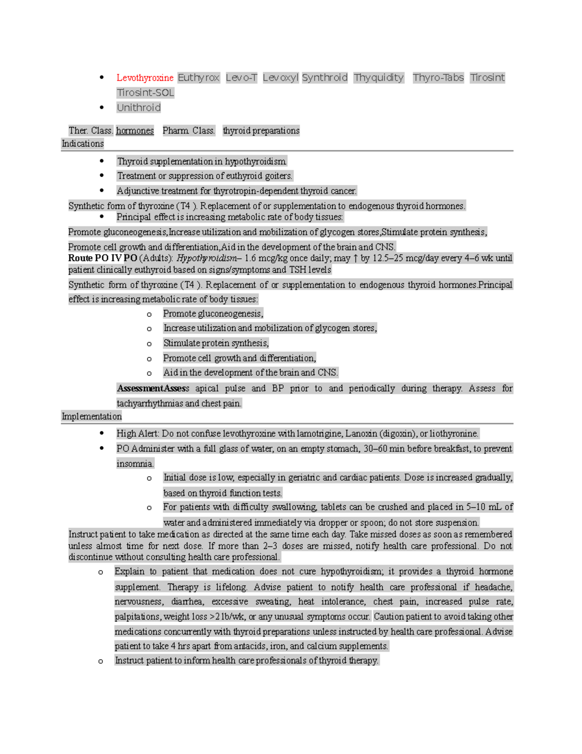 Drugs - Levothyroxine Euthyrox Levo-T Levoxyl Synthroid Thyquidity ...