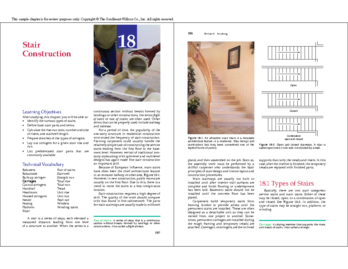 Stair - BUILDING CONSTRUCTION - 597 ConstructionStair 18 After studying this chapter, you will ...