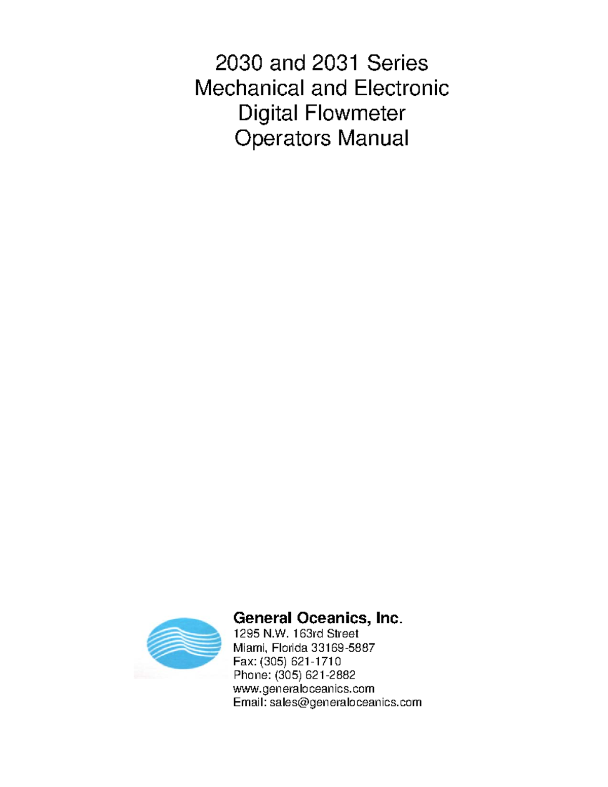 2030 Manual Flujometro General Oceanics - 2030 and 2031 Series ...