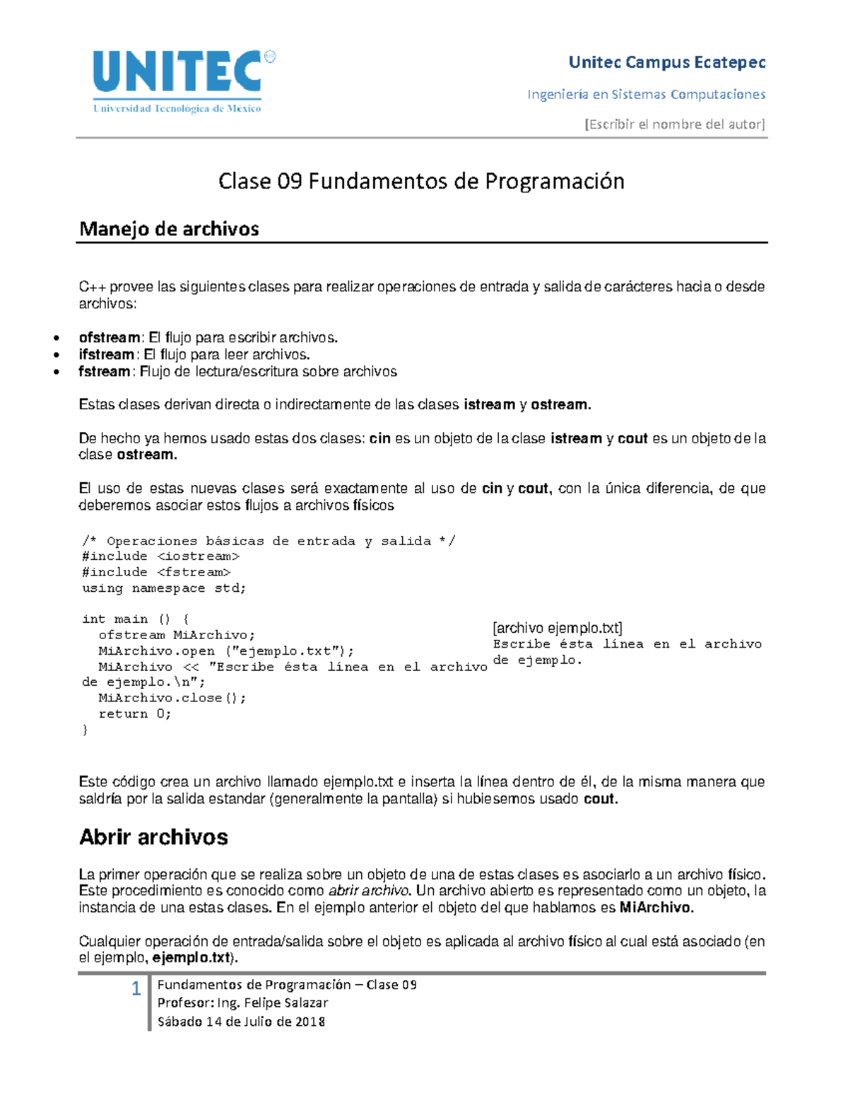 Fundamentos de Programacion - Manejo de Archivos - Warning: TT: undefined function: 32 Warning ...