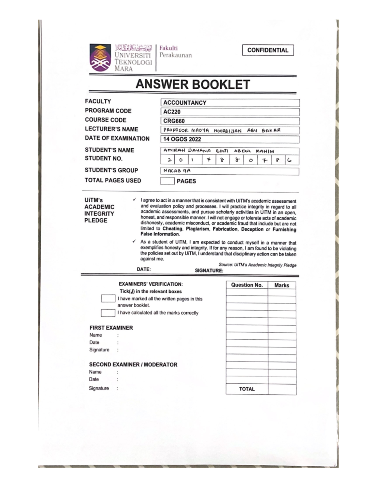 Amirah Dayana Binti Abdul Rahim CRG660 - BACHELOR OF ACCOUNTANCY ...