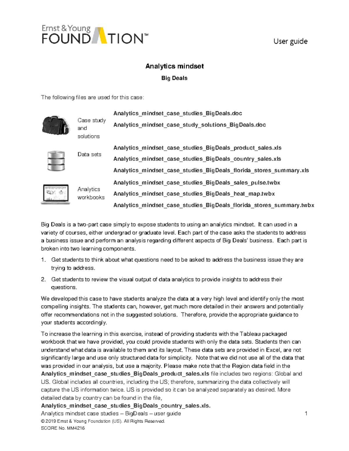 1 Eyarc-Analytics-mindset-case-studies-Big Deals-user-guide - Analytics mindset case studies ...