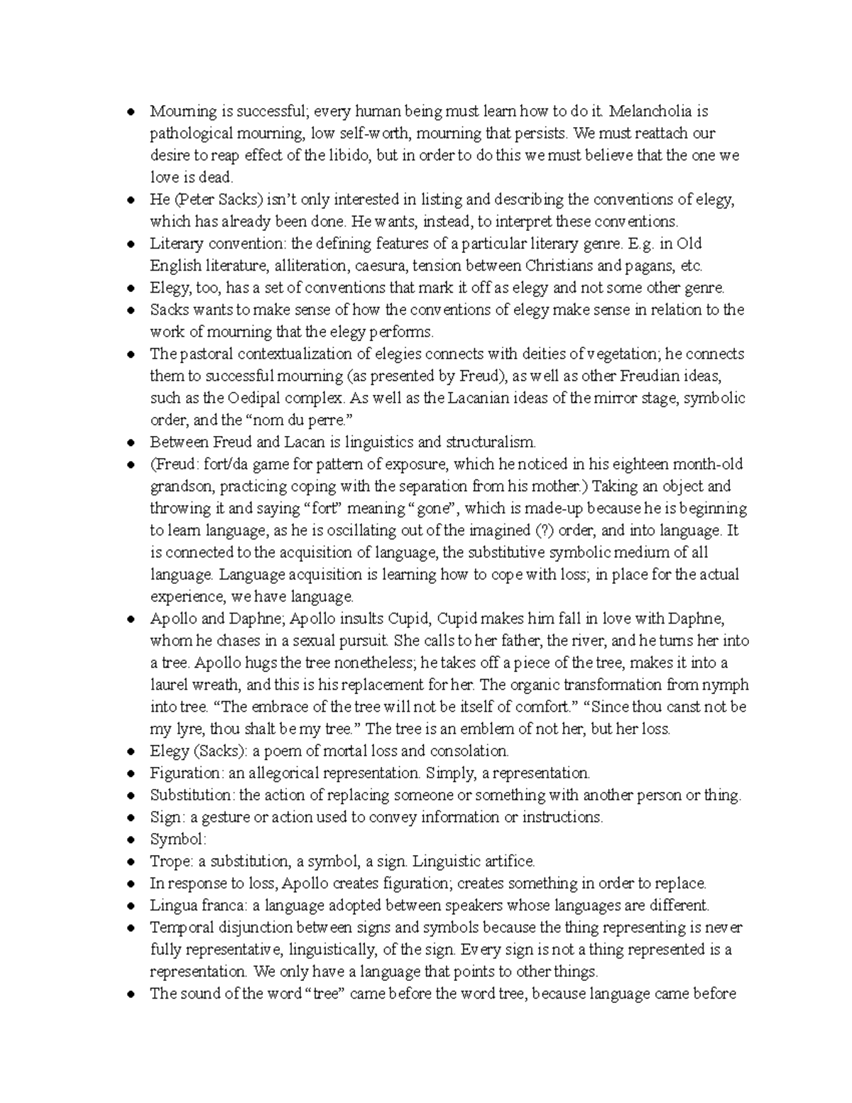Notes ENGL 242 10 28 - Mourning is successful; every human being must ...