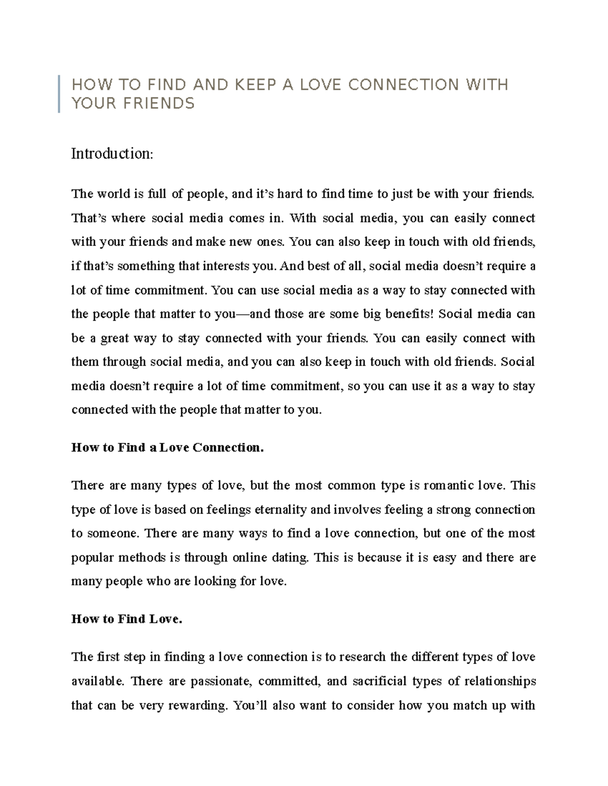 HOW TO FIND AND KEEP A LOVE Connection WITH YOUR Friends - HOW TO FIND ...