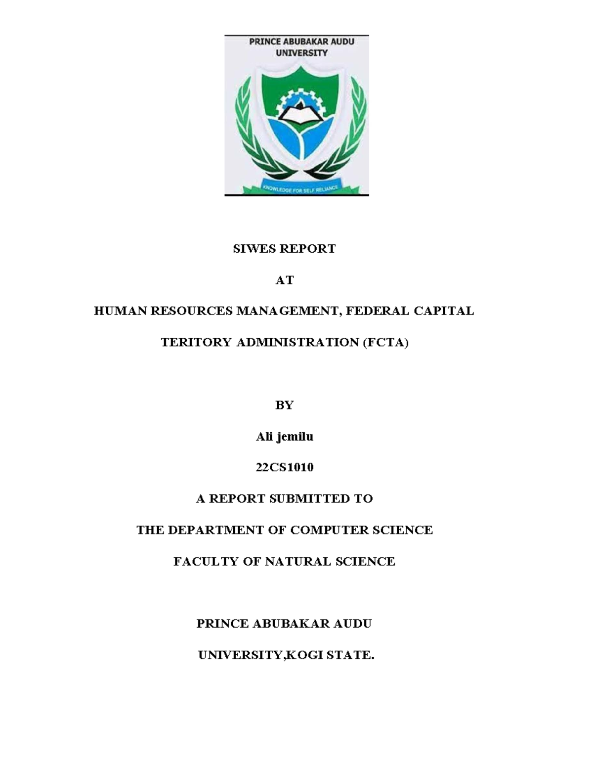 Student Industrial Work Experience Scheme REPORT - SIWES REPORT AT ...