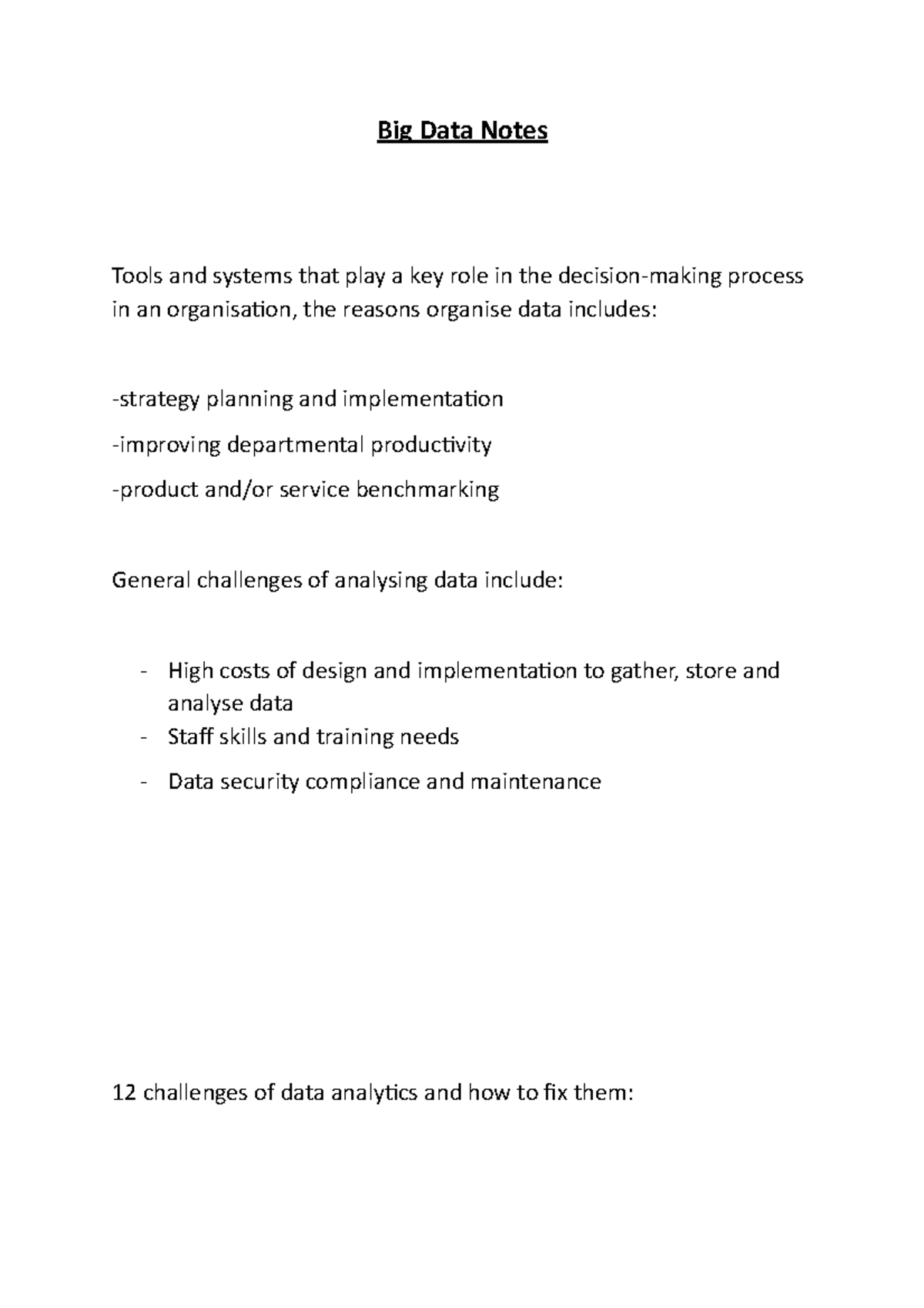 Big Data Notes - Big Data Notes Tools and systems that play a key role ...