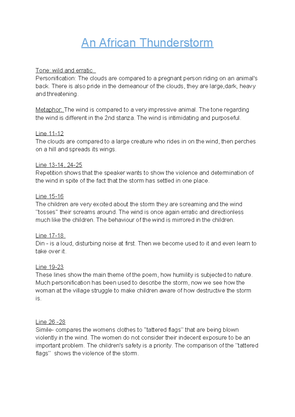 An African thunder storm - An African Thunderstorm Tone: wild and ...