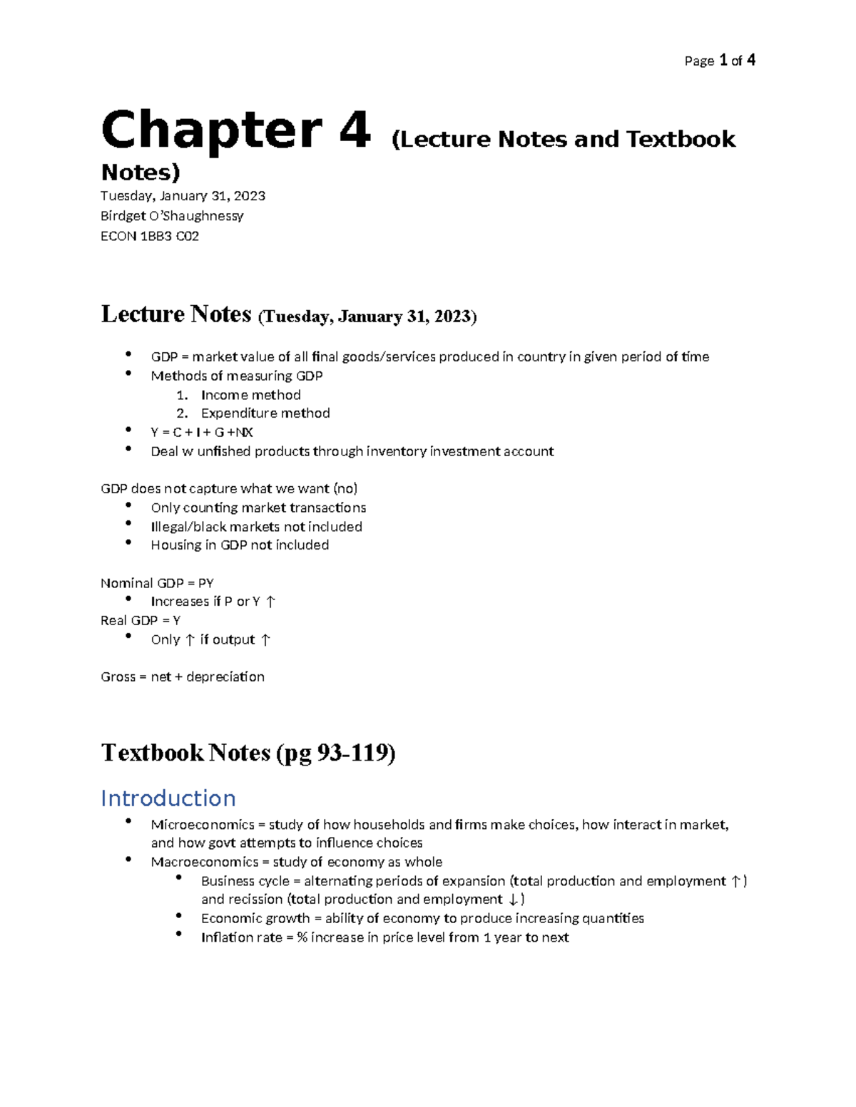 Ch4 Lecture and Textbook Notes - Chapter 4 (Lecture Notes and Textbook ...