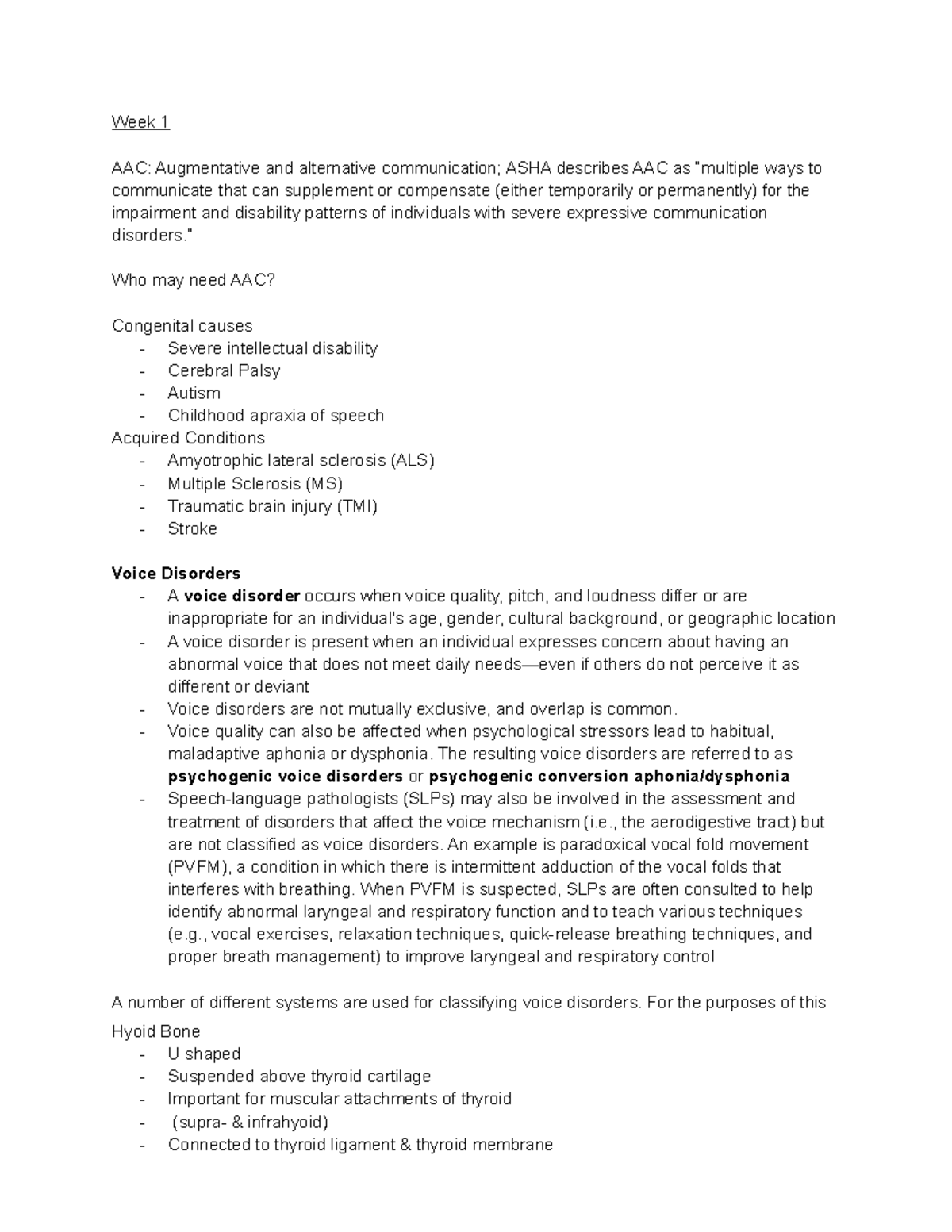 SLP 463 - Low Incidence Communication Disorders - Notes - Week 1 AAC ...