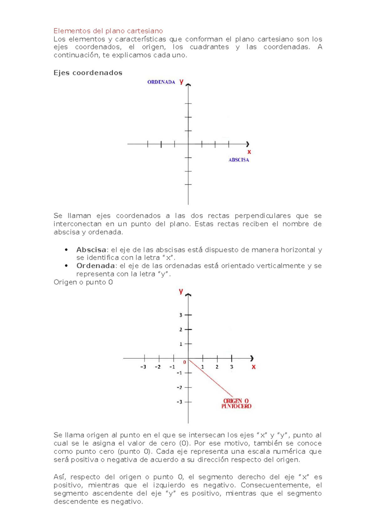 Elementos del plano cartesiano - A continuación, te explicamos cada uno ...