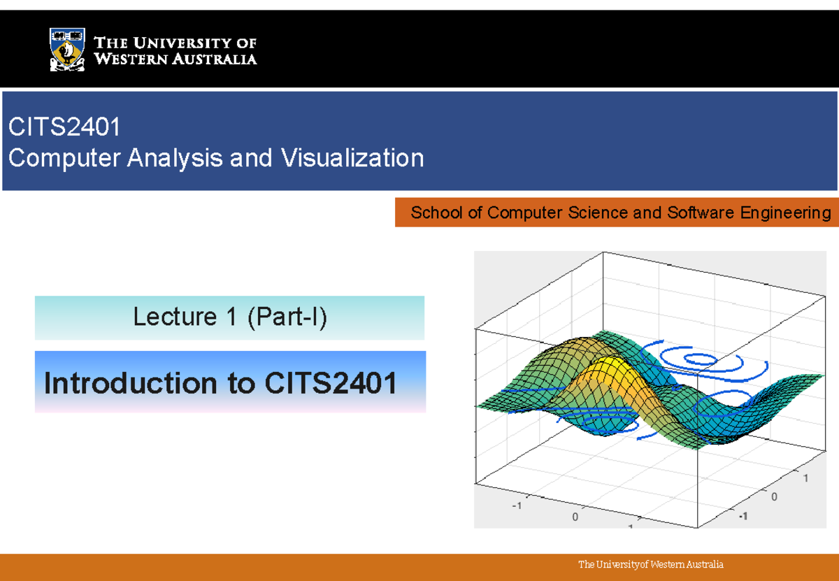 Lec 1 - Introduction-to-CAV-Matlab - CITS2401 Computer Analysis and Visualization School of ...