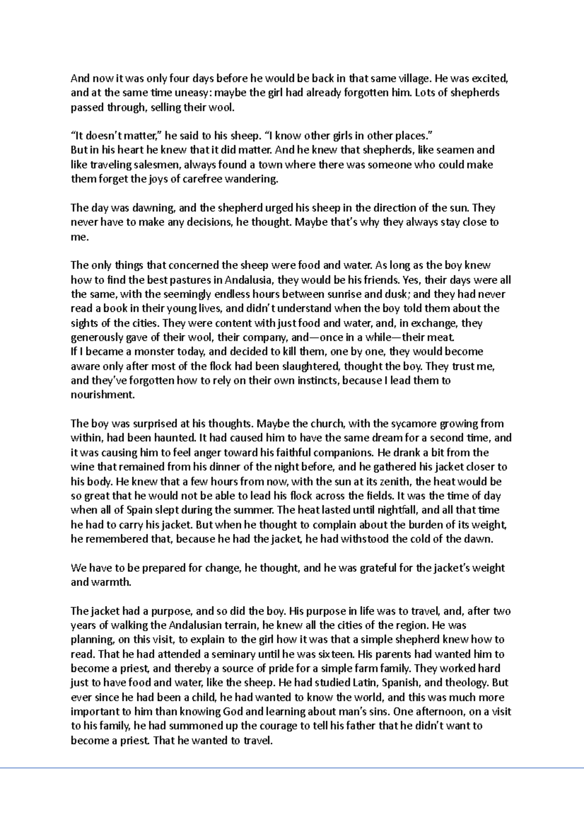Week 7 grade 8 english - And now it was only four days before he would ...