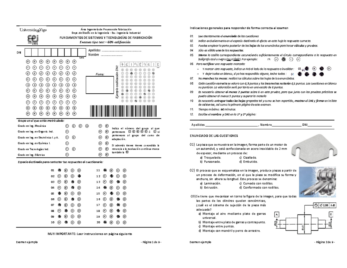 Ex Tipo Fu Si Te Fa - Examen tipo - Examen ejemplo - Página 1 de 9 - Área Ingeniería de Procesos ...