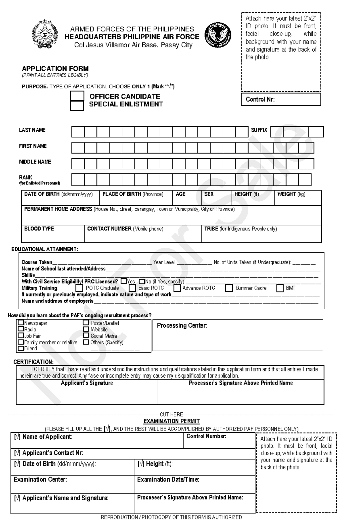 Generic application for Pafoc Class 2024 (18 APR 2023) - Attach here ...