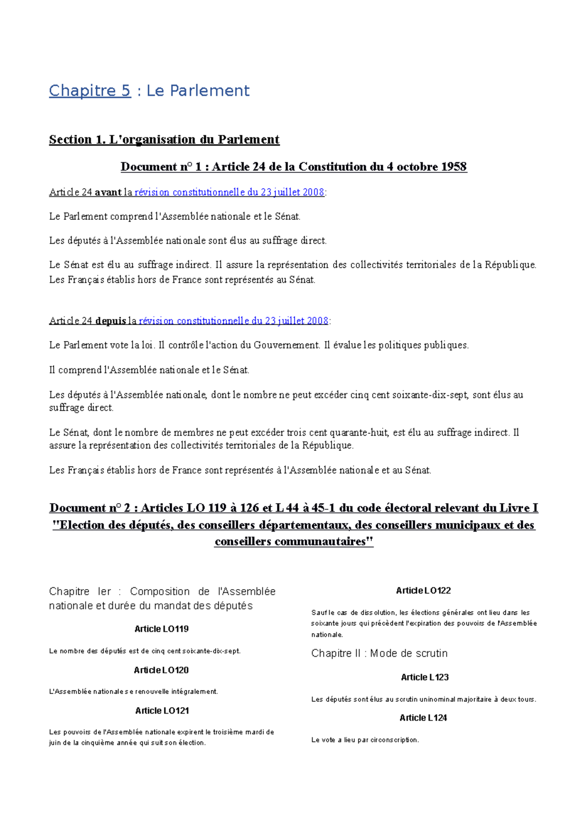 Chapitre 5 de constitutionnel: Le Parlement - Chapitre 5 : Le Parlement ...