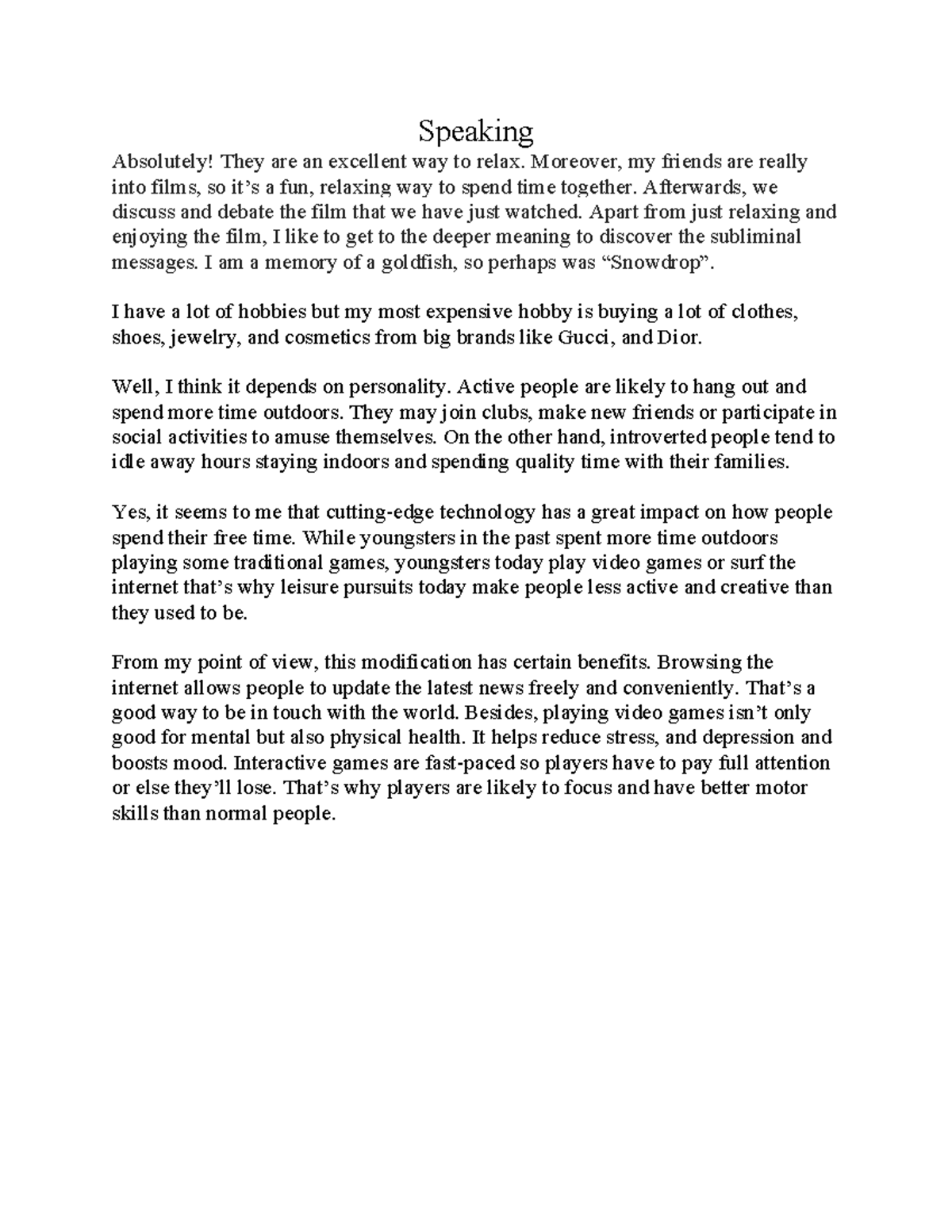 Speaking - momo - Speaking Absolutely! They are an excellent way to ...