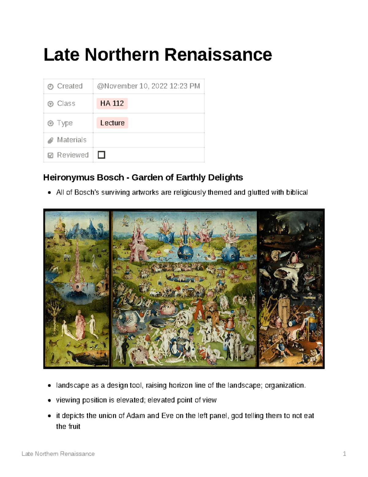 Late Northern Renaissance - Late Northern Renaissance Created Class HA ...