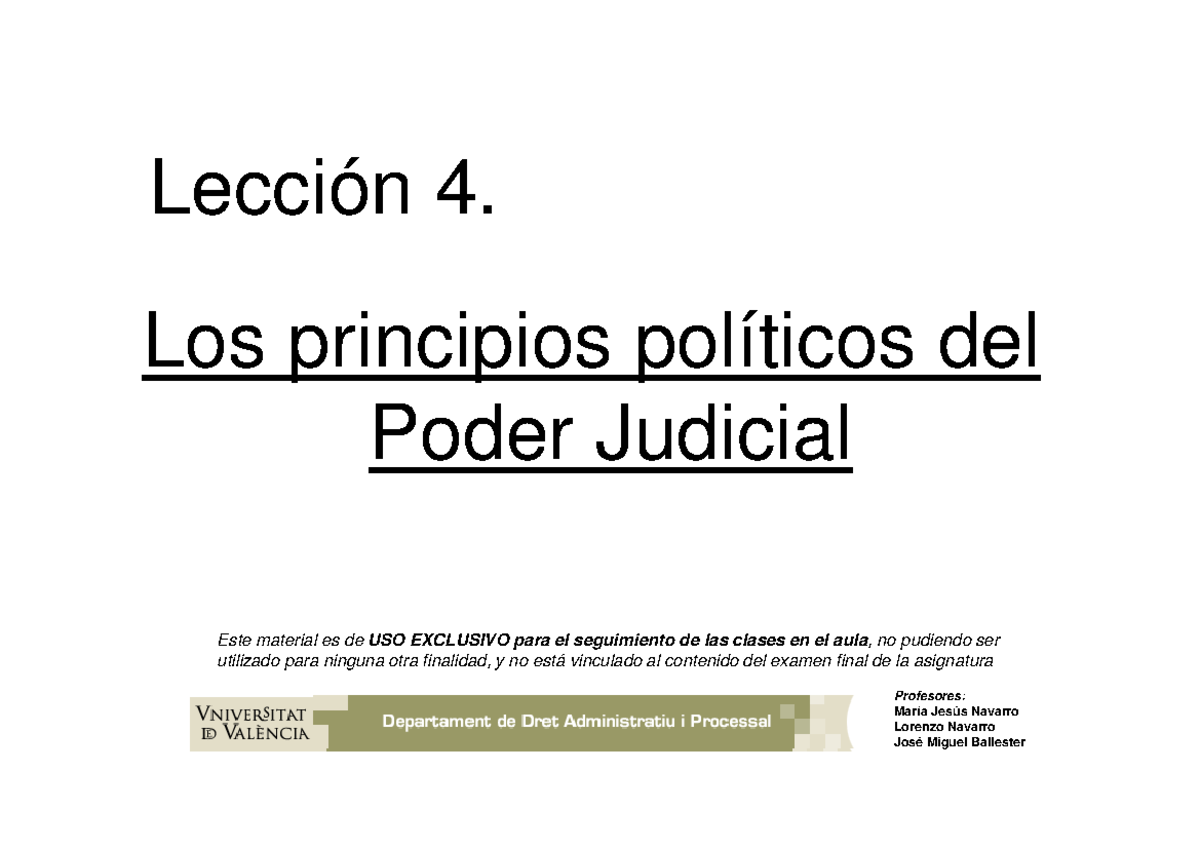 TEMA 4 LOS Principios Politicos DEL Poder Judicial - Lección 4. Los ...