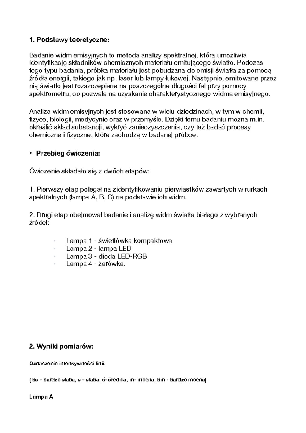 Badanie widm emisyjnych - Podstawy teoretyczne: Badanie widm emisyjnych ...