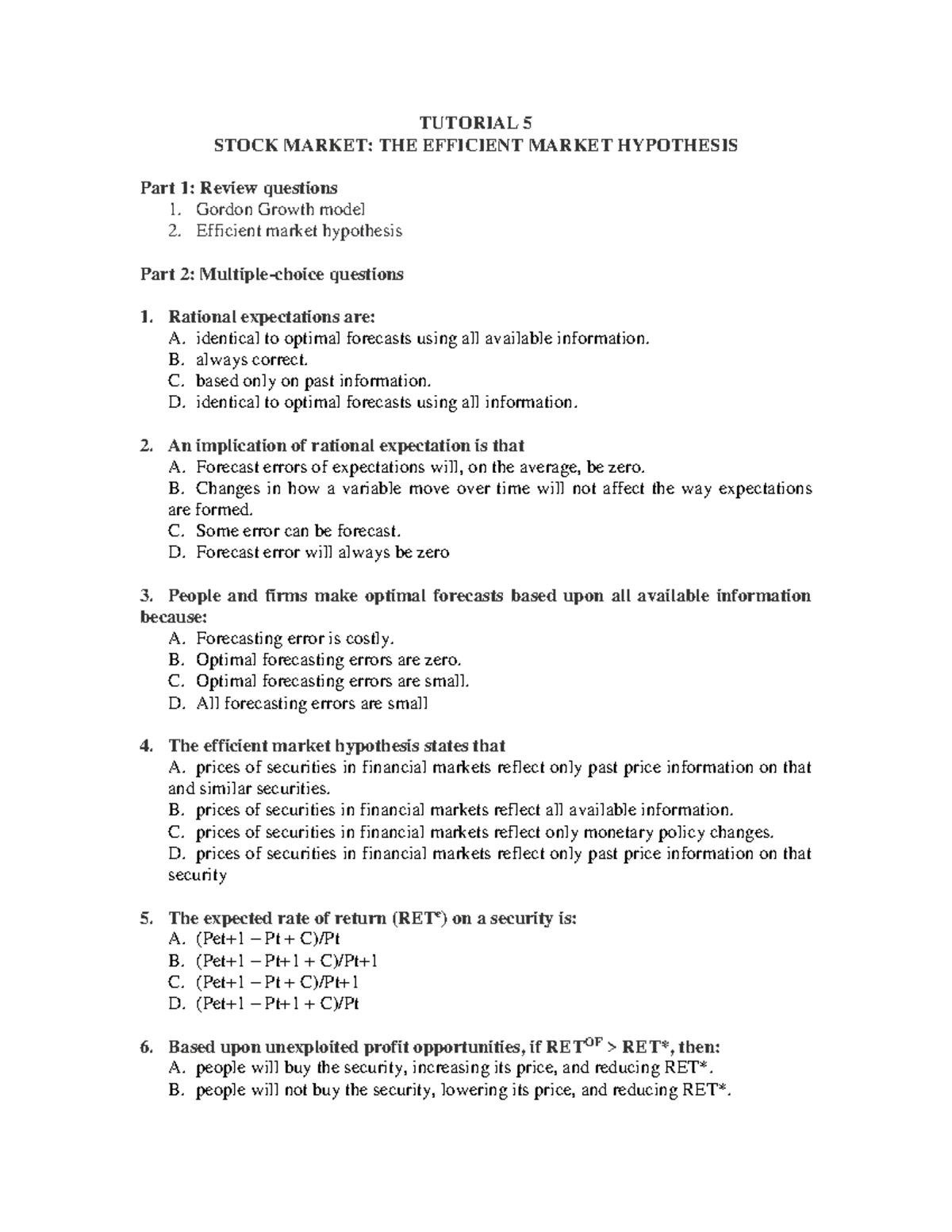 Tutorial 5 questions - Introduces basic knowledge on the structure of ...