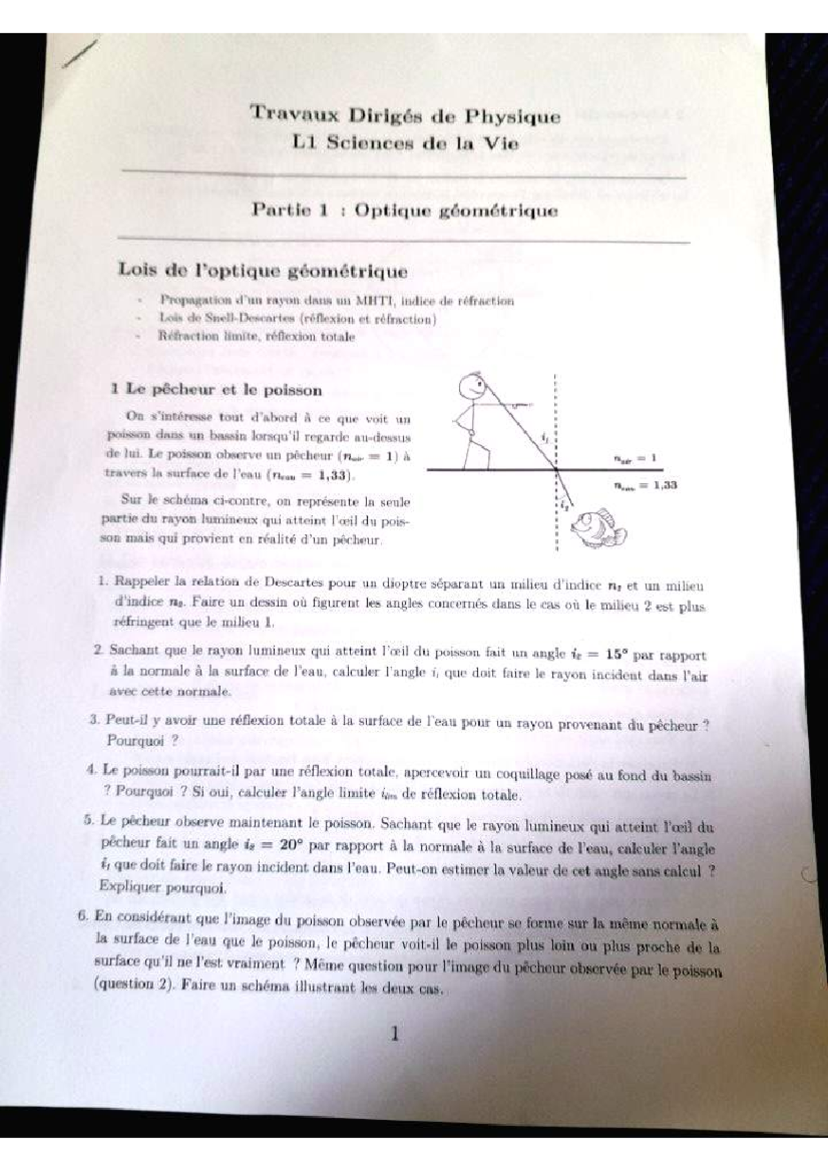 TD Physique géométrie opt - Studocu
