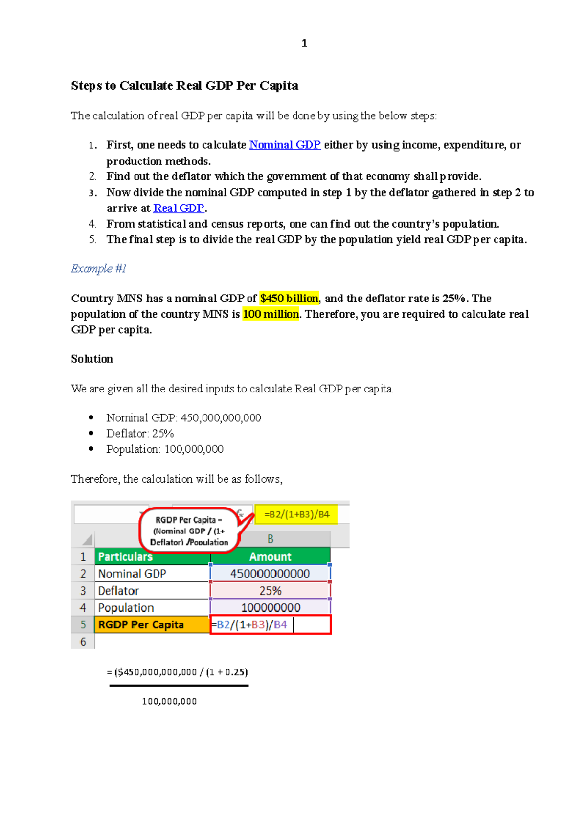 Steps to Calculate GNI Per Capita (Test) - Steps to Calculate Real GDP ...
